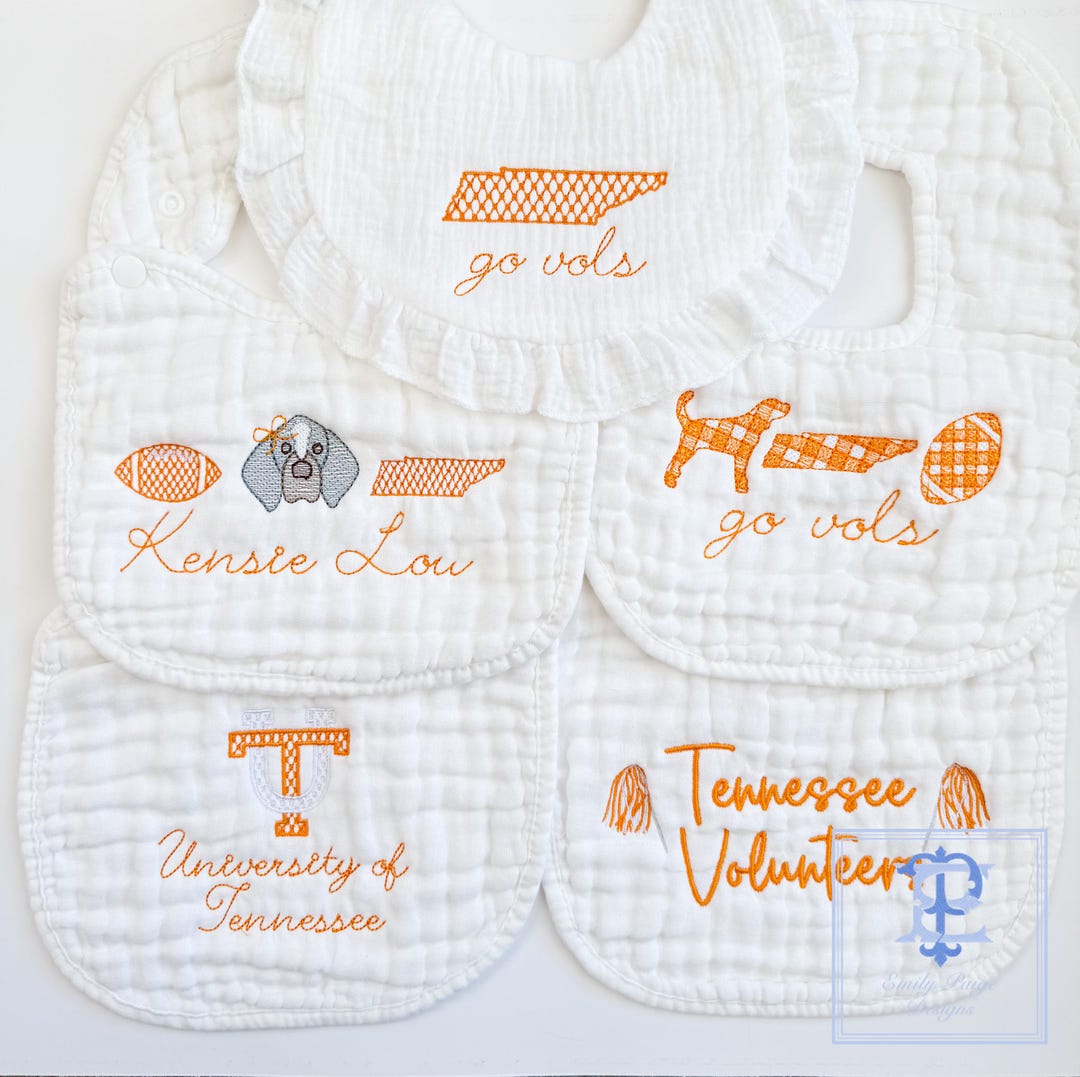 Custom Embroidered Tennessee Volunteer Football Gift | Baby Bib Gift ...