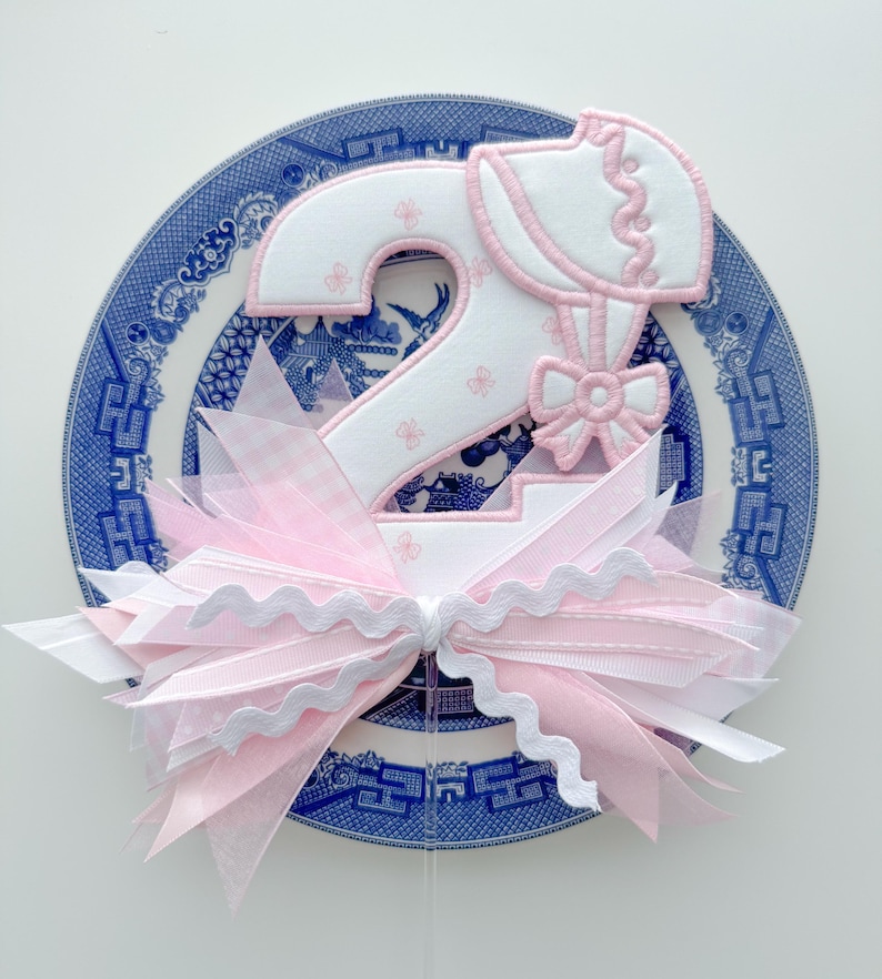 Bonnet and Bows Heirloom Birthday Cake Topper With Ribbon | Embroidery ...