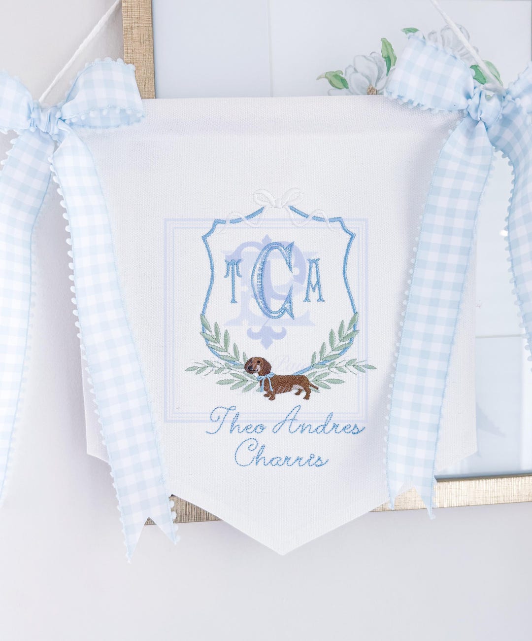 Custom Dachshund Dog Baby Hospital Banner | Embroidered Birth ...