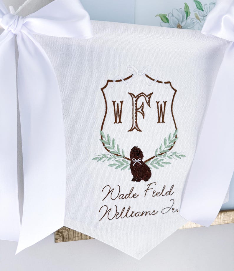 Custom Embroidered Boykin Spaniel Baby Banner | Birth Announcement - Etsy