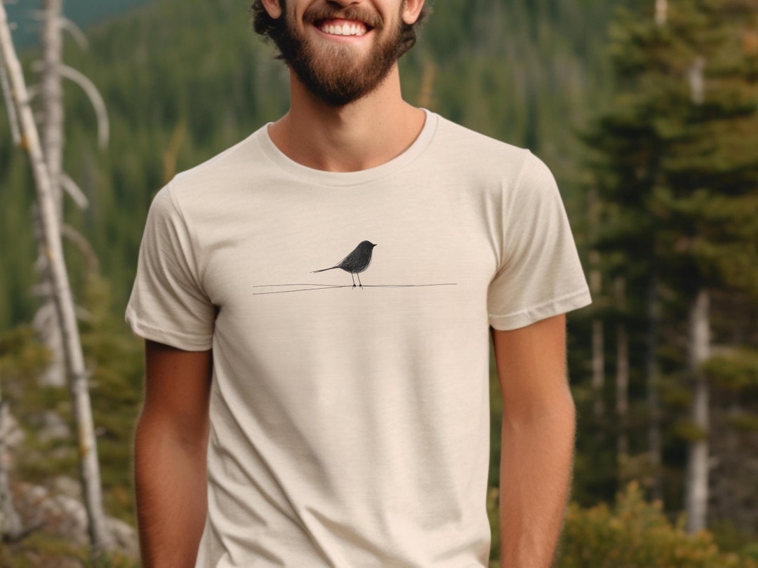 Minimalist Bird Shirt, Solo Bird on a Branch Tee, Nature Gifts, Nature ...