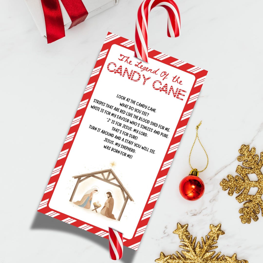 Legend of the Candy Cane Gift Tag Jesus Christian Gospel Gift Tags for ...