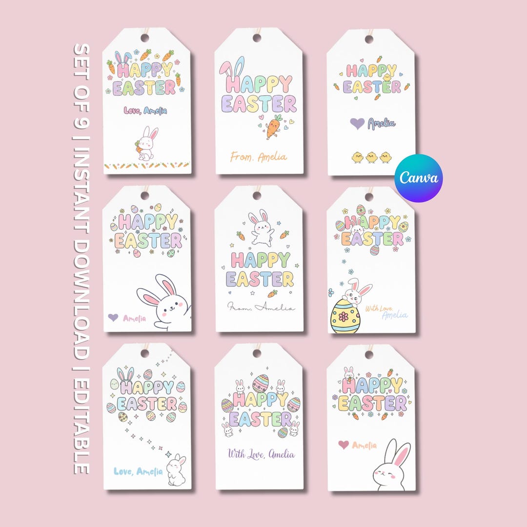 Editable Easter Gift Tags, Printable Happy Easter Tags, Kids Easter ...