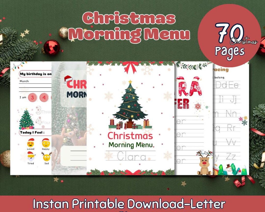 Morning Menu Christmas, Worksheet Bundle - 70 Pages , Christmas ...