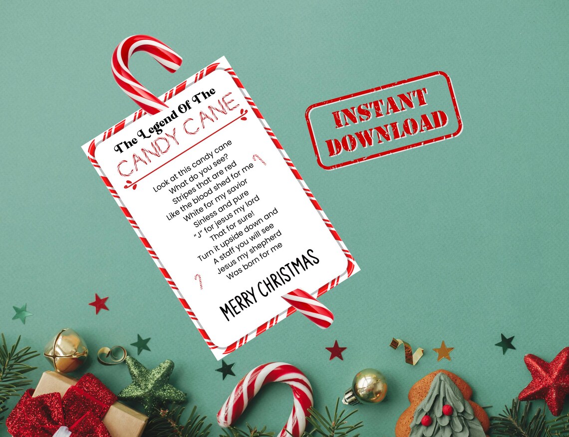 Legend of the Candy Cane Printable Tags – Christian Christmas Treat Tag ...