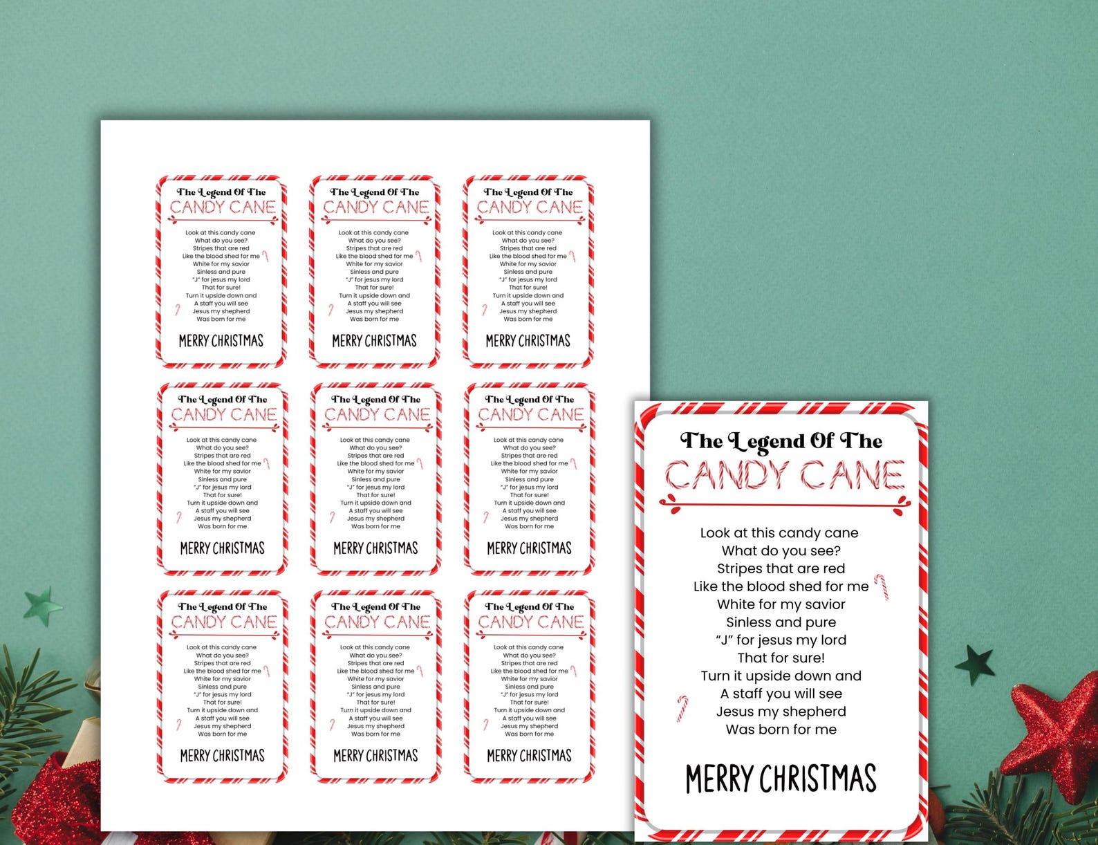 Legend of the Candy Cane Printable Tags – Christian Christmas Treat Tag ...