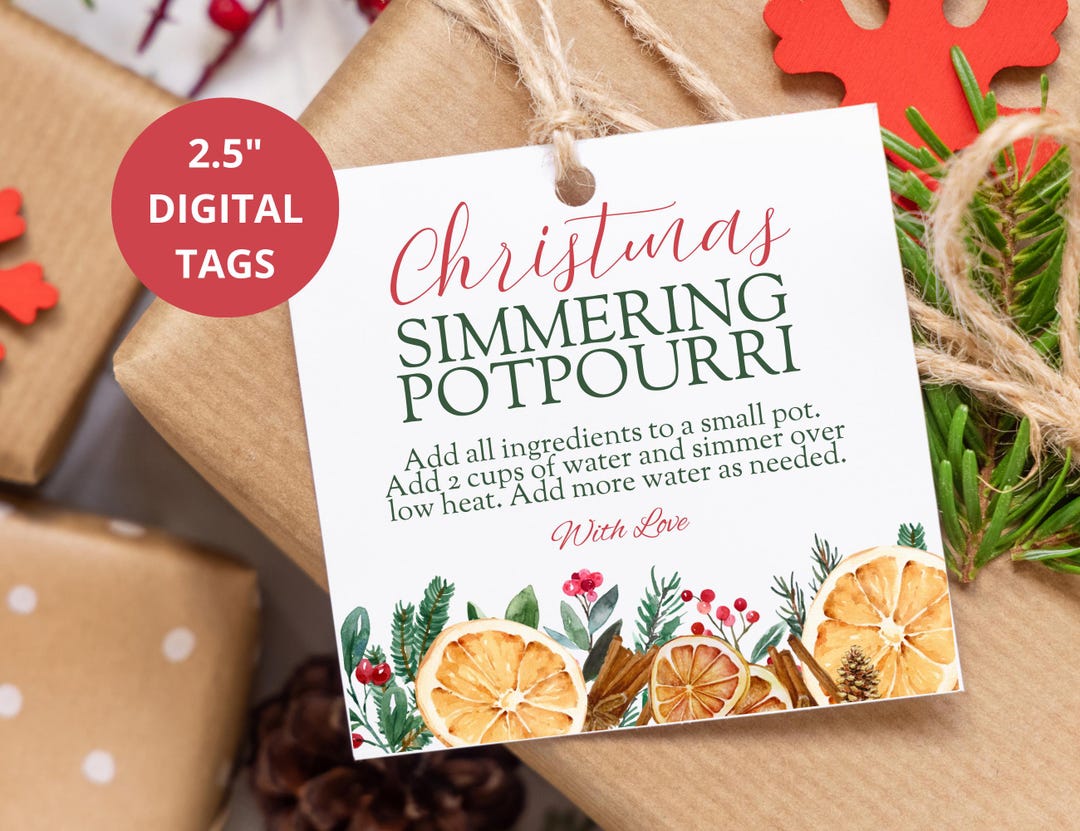 Printable Christmas Gift Tags, Christmas Simmering Potpourri Gift Tags ...