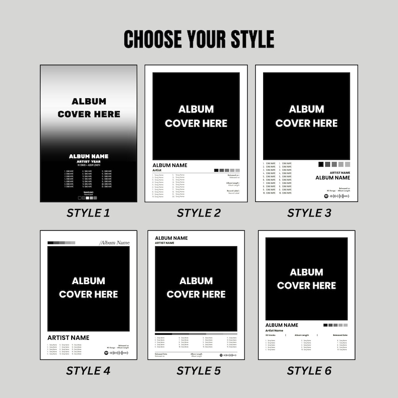Set of 3 Custom Album Poster, Choose Your Own Music Poster, Custom ...