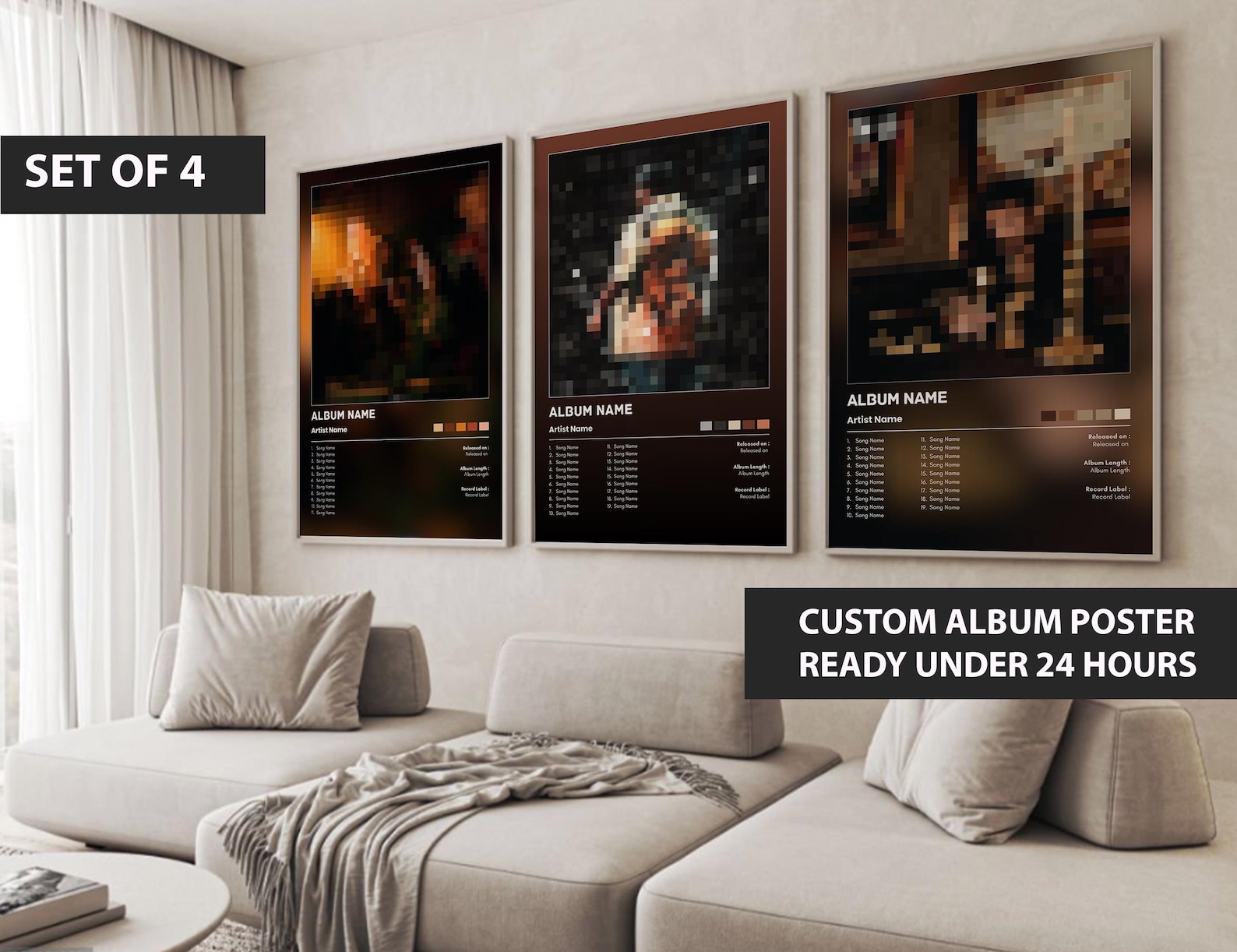 Set of 4 Custom Album Posters | Request Any Album | Personalised Room ...
