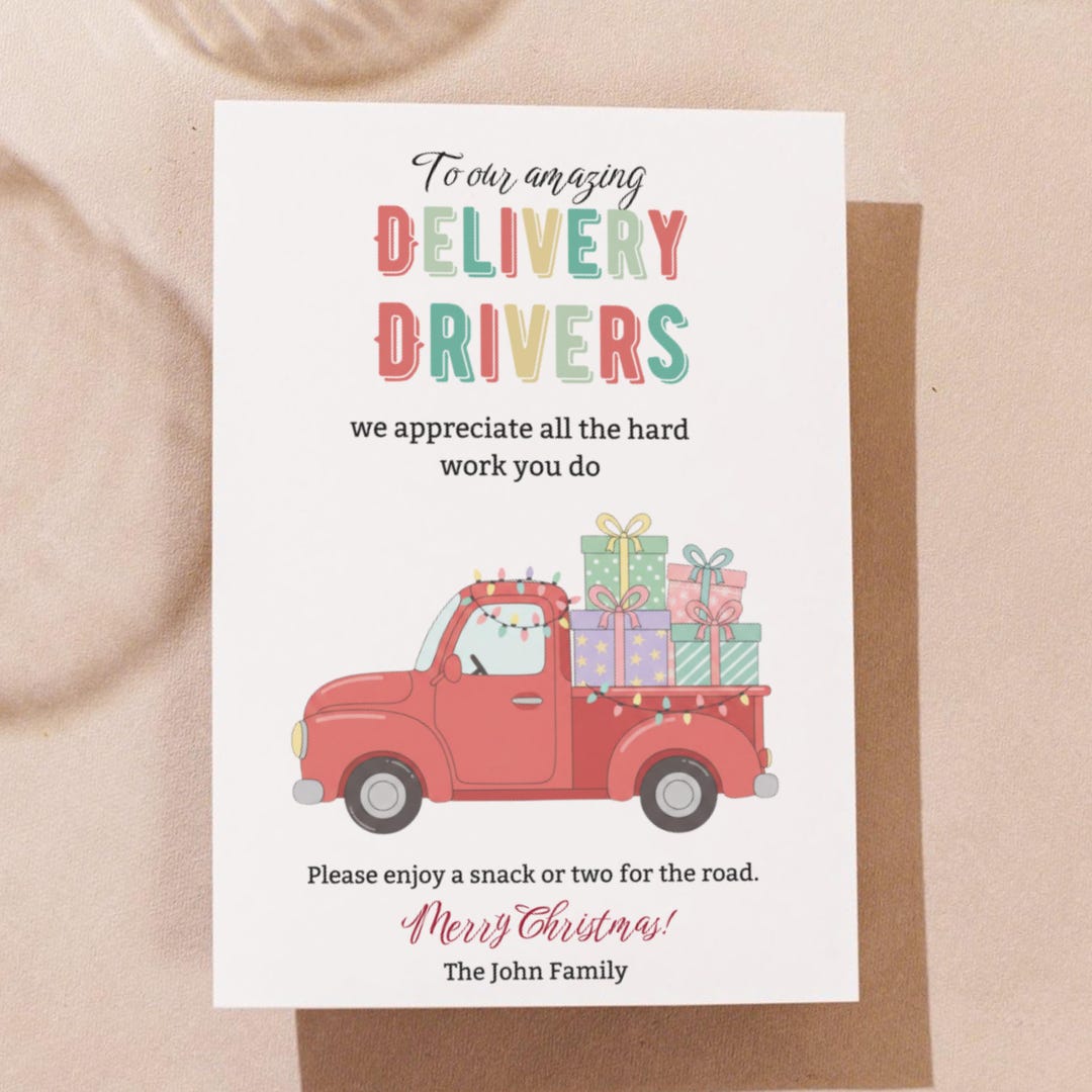 Editable Christmas Delivery Driver Treat Station Digital Download ...