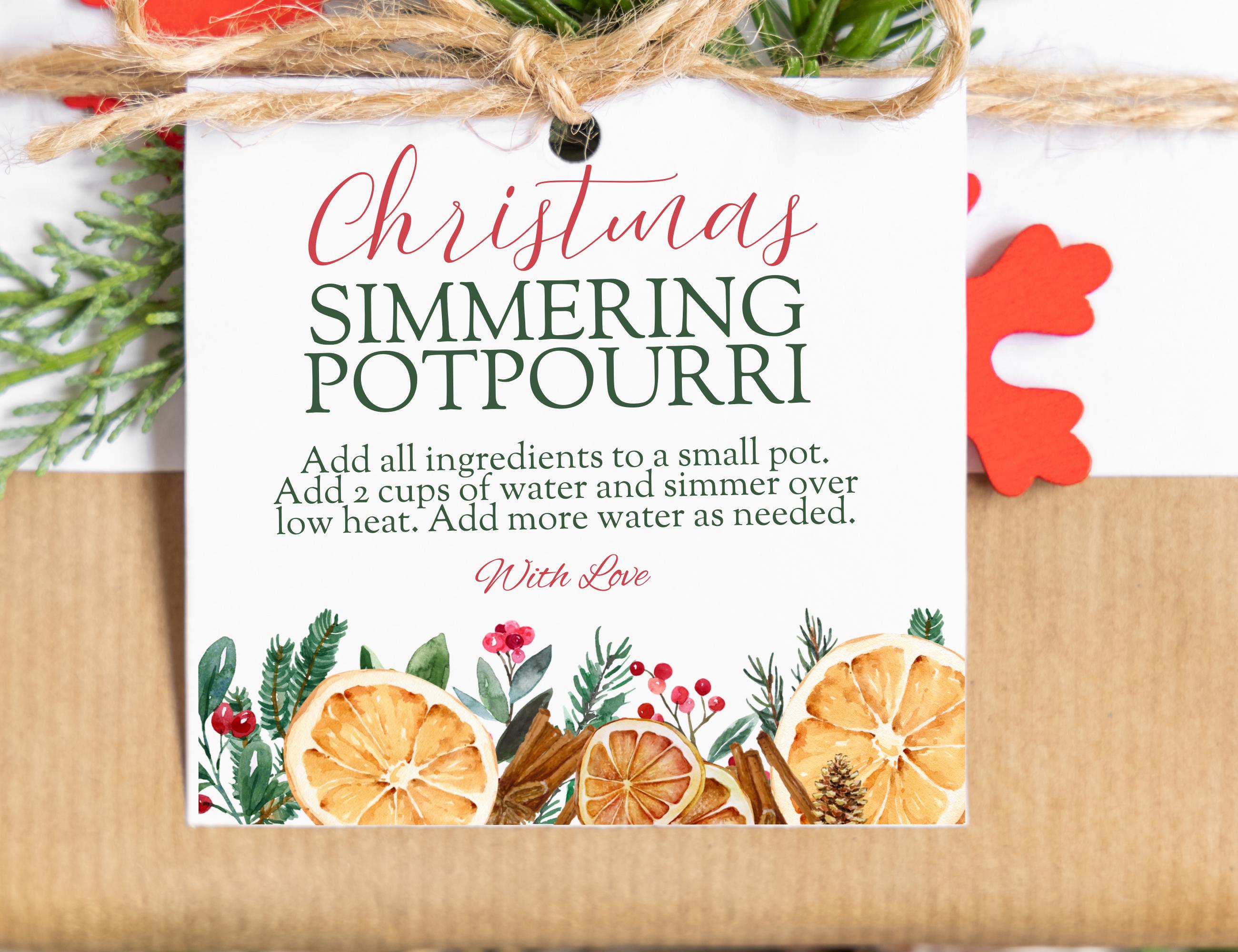 Printable Christmas Gift Tags, Christmas Simmering Potpourri Gift Tags ...