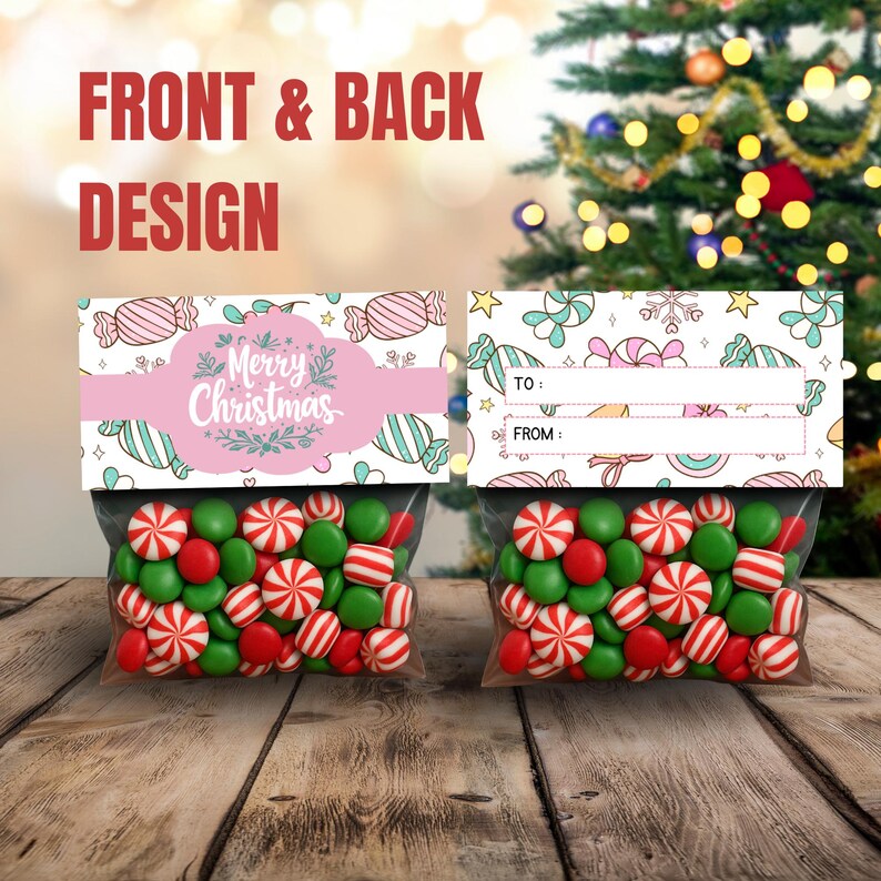 Christmas Bag Toppers 3 Inches, 15 Printable Christmas Treat Bag ...