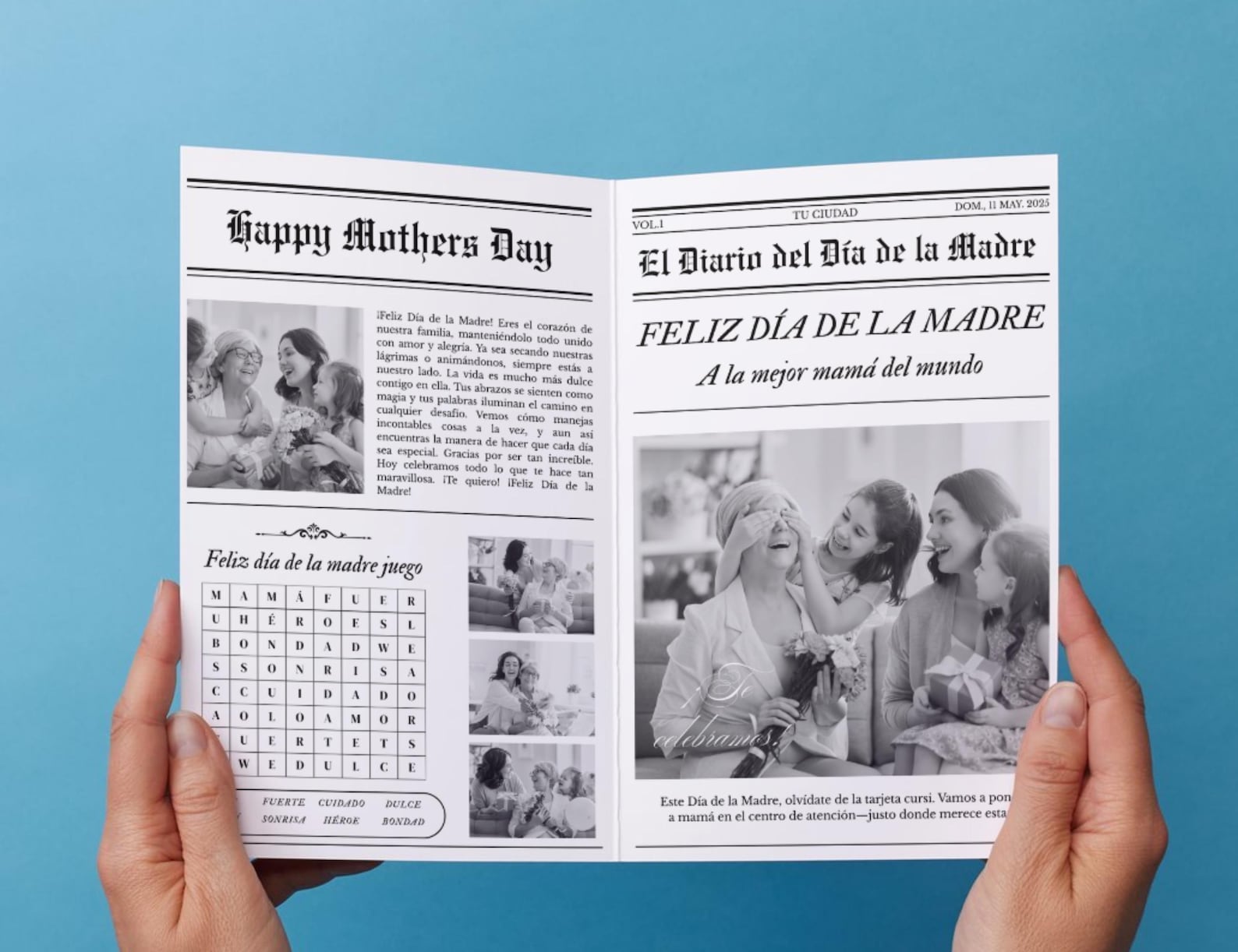Editable Mothers Day Newspaper Template, Personalized Mother's Day Gift ...