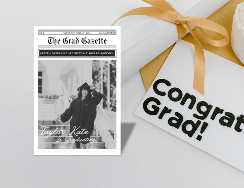 Graduation Newspaper Template With Photo 2025 Grad Newspaper Template ...