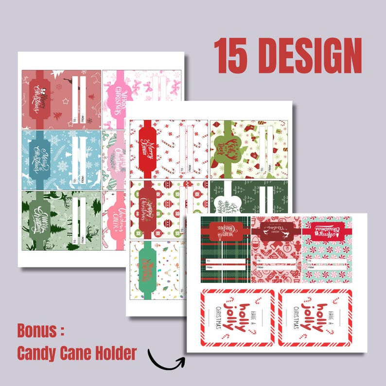 Christmas Bag Toppers 3 Inches, 15 Printable Christmas Treat Bag ...