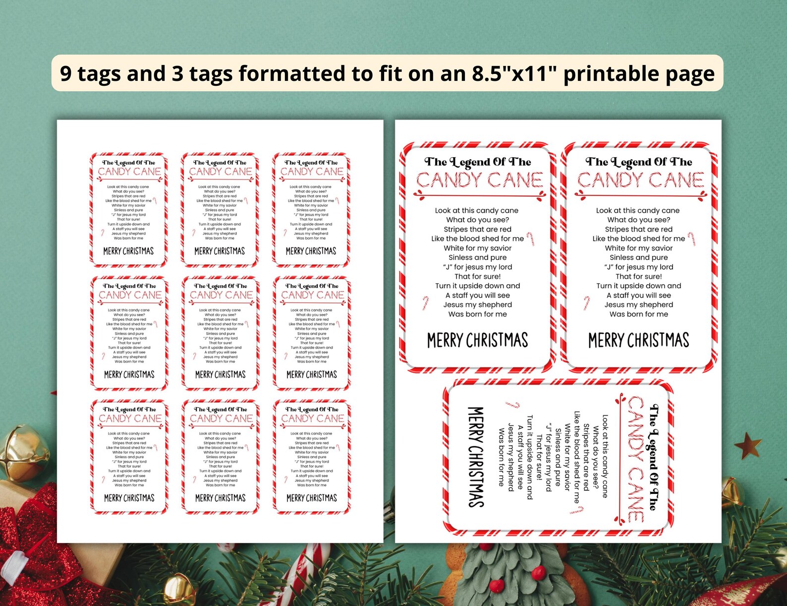 Legend of the Candy Cane Printable Tags – Christian Christmas Treat Tag ...