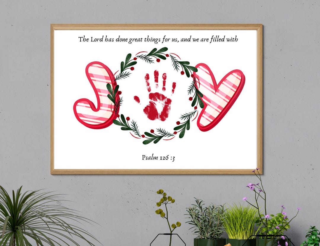 JOY Christmas Handprint Art, Handprint Footprint Christmas Keepsake ...