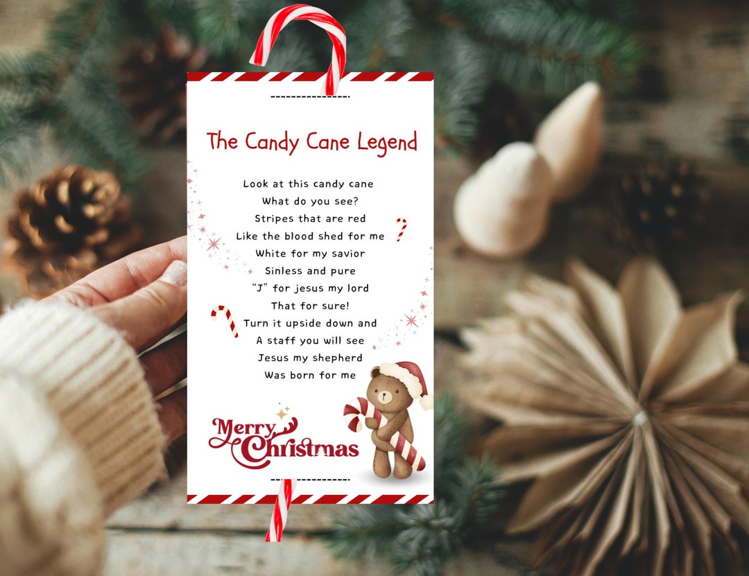 Legend of the Candy Cane Holder, Printable Poem Card, Christmas Candy ...