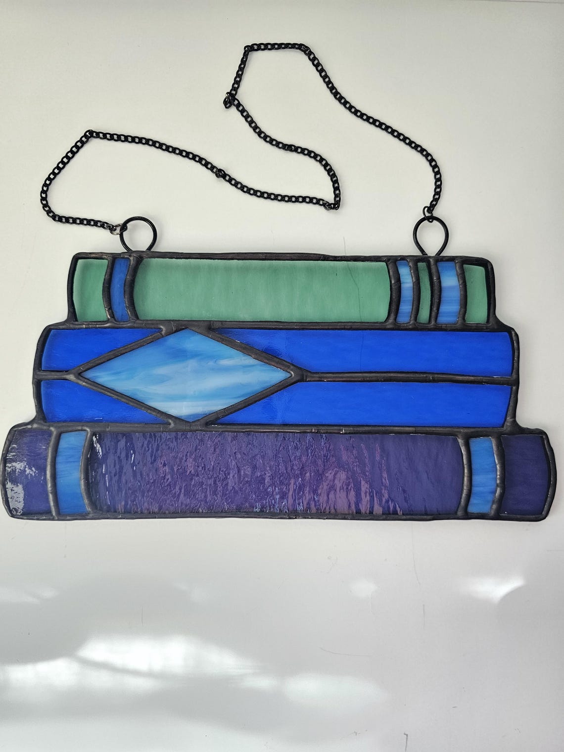 Stained Glass Book Suncatcher Handcrafted Book Suncatcher Home Library ...