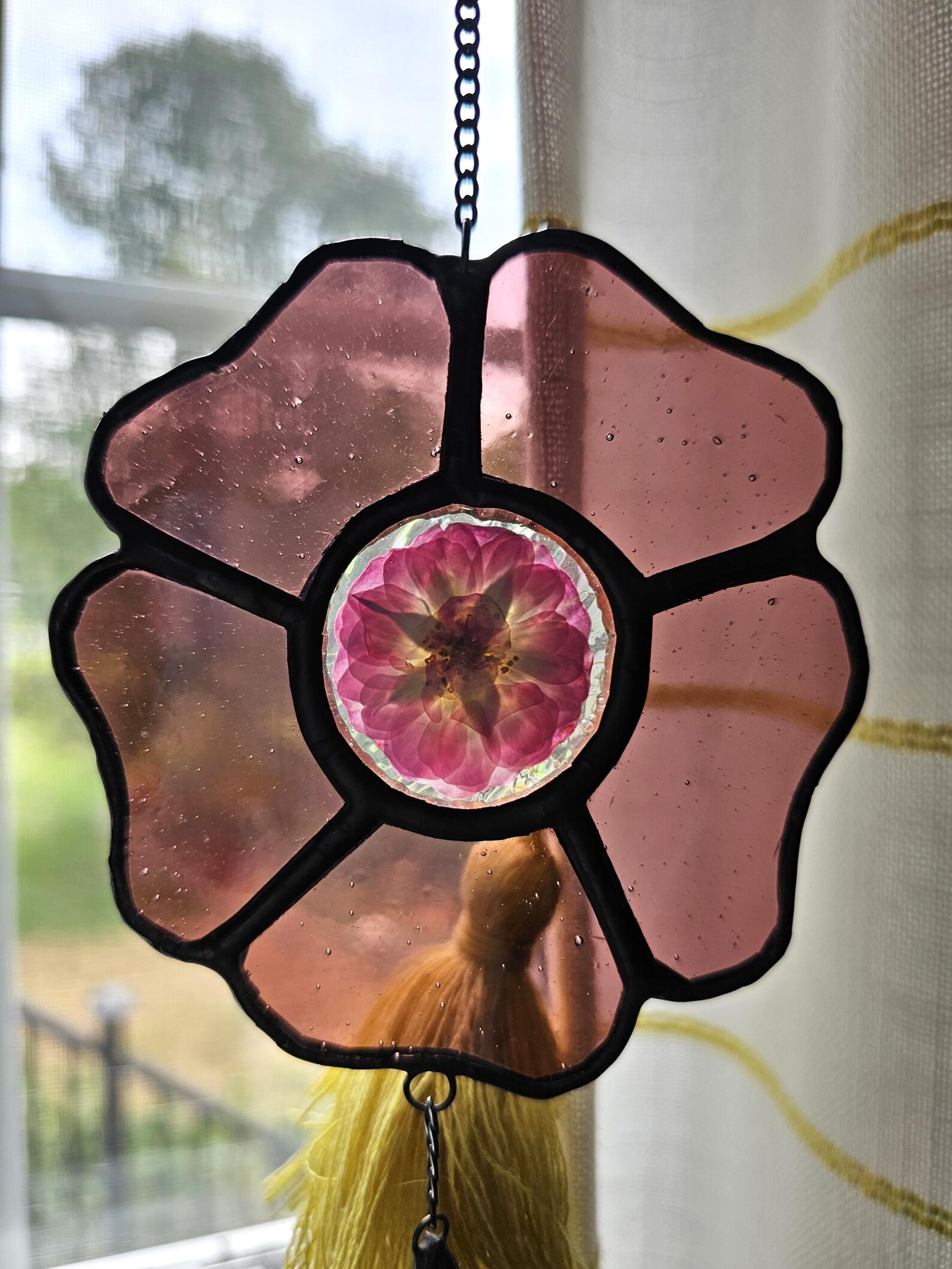 Stained Glass Flower Suncatcher | Handcrafted Flower Suncatcher ...
