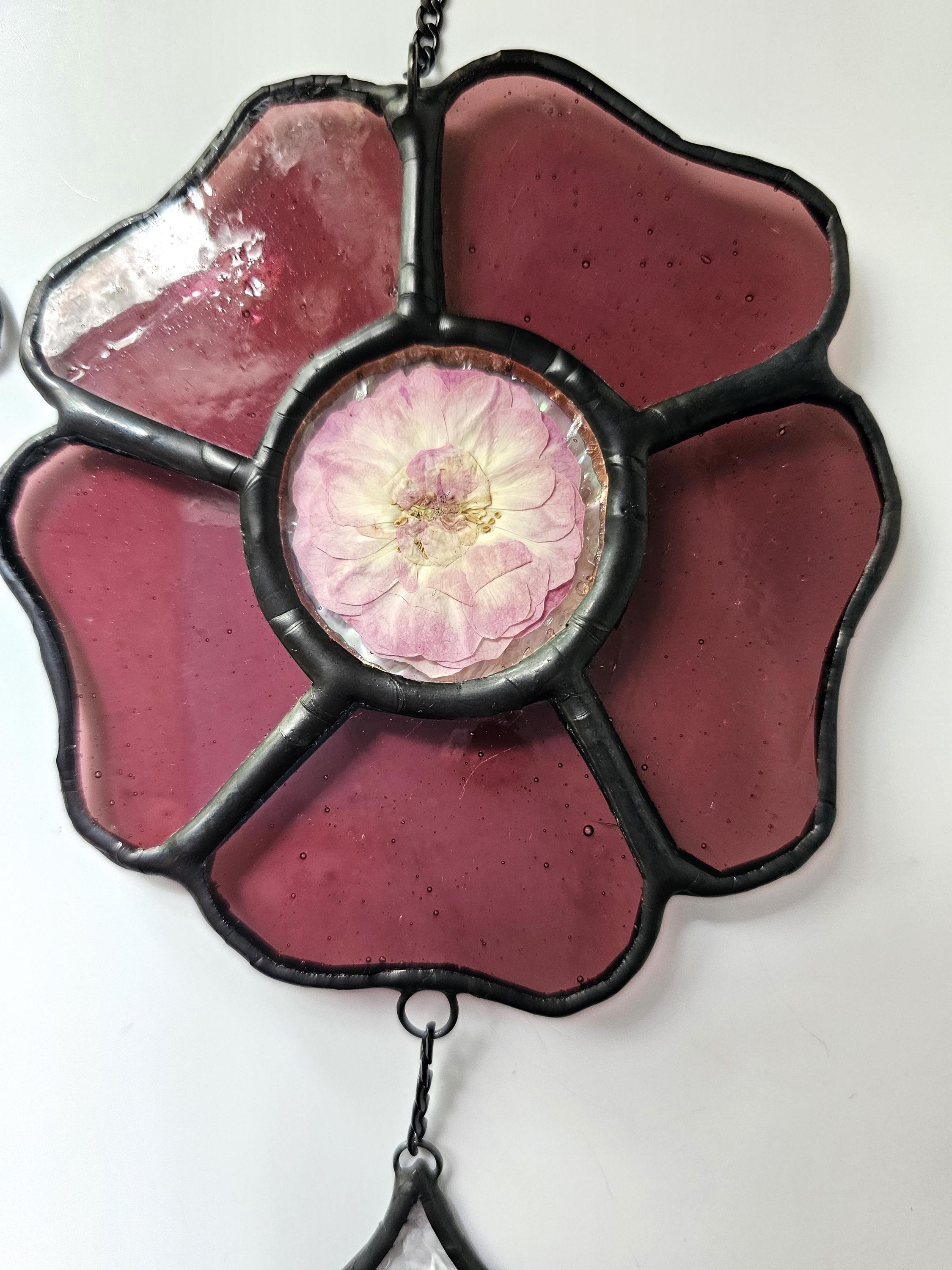 Stained Glass Flower Suncatcher | Handcrafted Flower Suncatcher ...