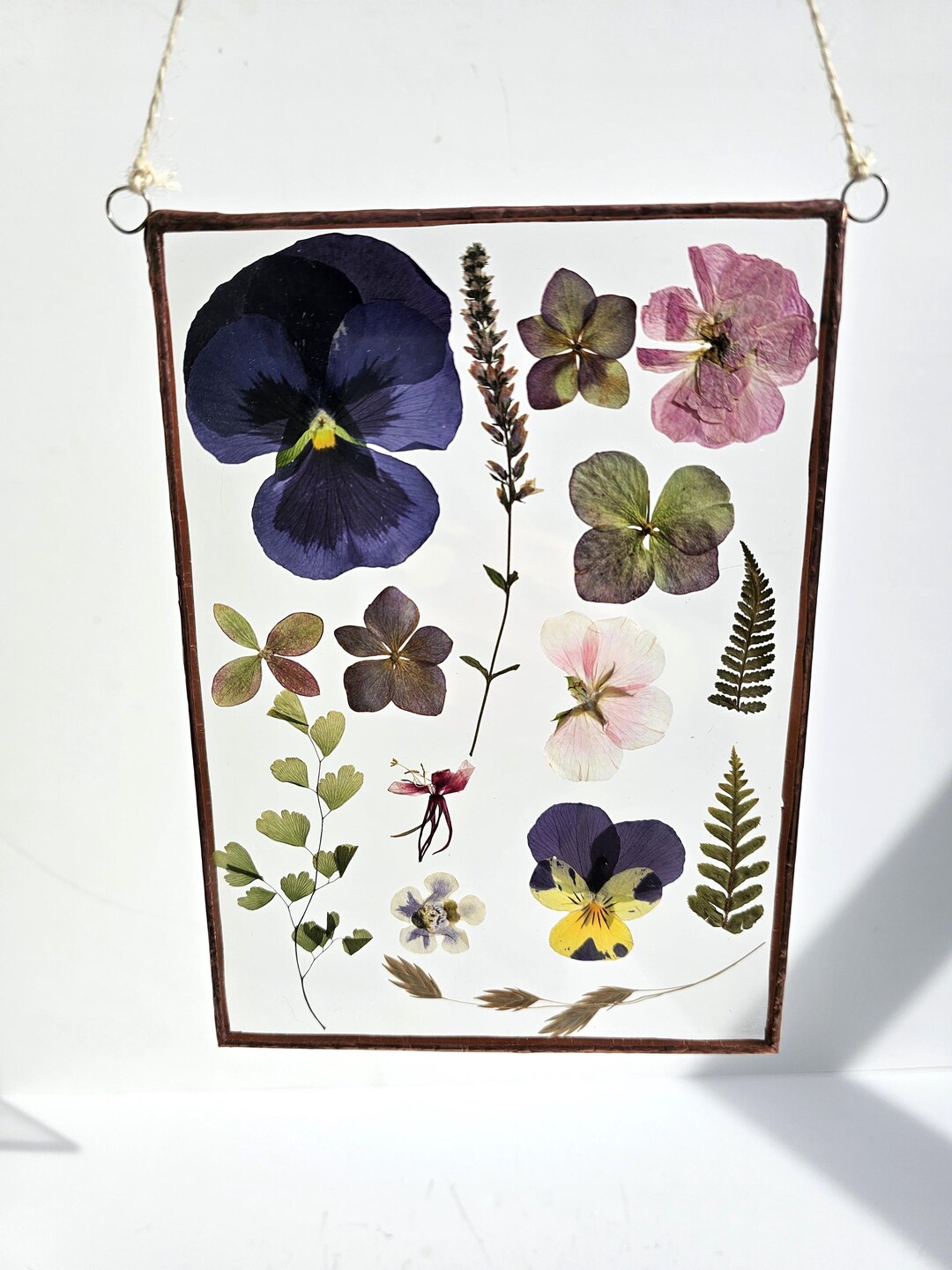 Stained Glass Pressed Flower Suncatcher | Handcrafted Suncatcher ...
