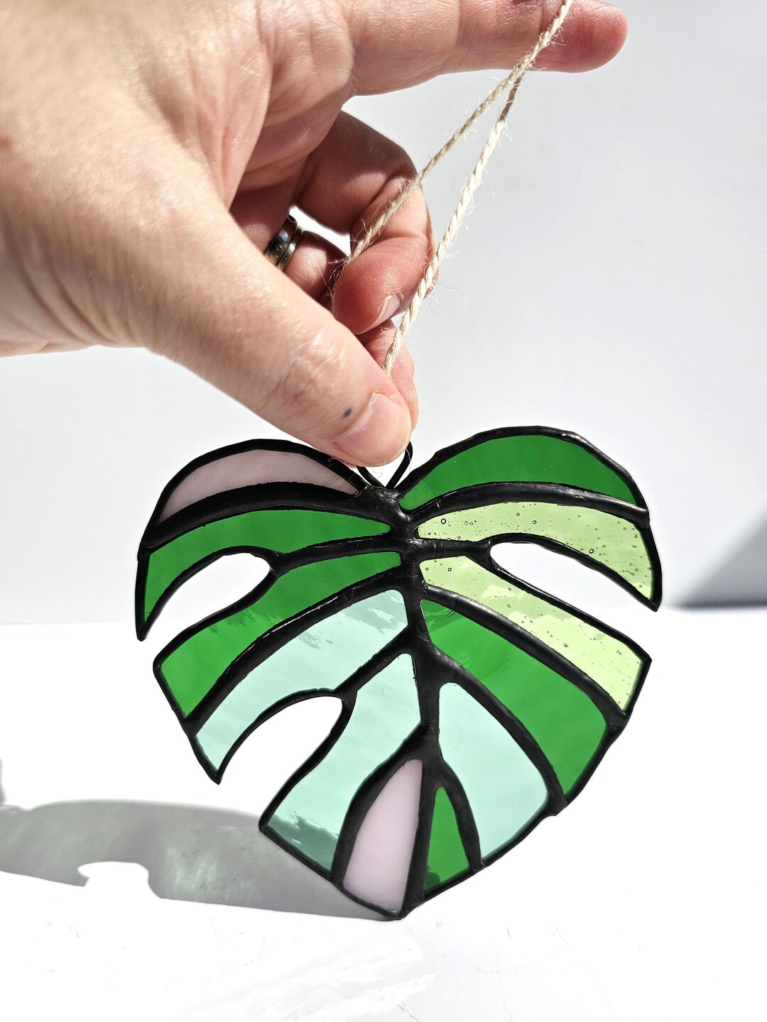 Stained Glass Mini Monstera Suncatcher | Handmade Monstera Leaf Art ...