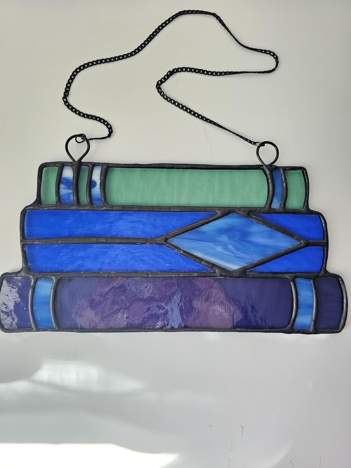 Stained Glass Book Suncatcher Handcrafted Book Suncatcher Home Library ...