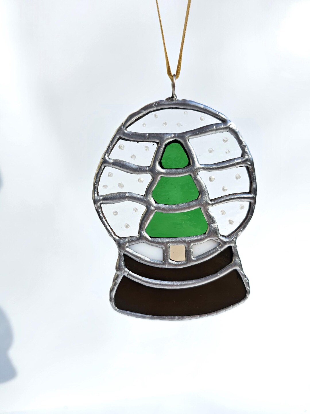 Stained Glass Snow Globe Suncatcher | Handcrafted Snowglobe Suncatcher ...