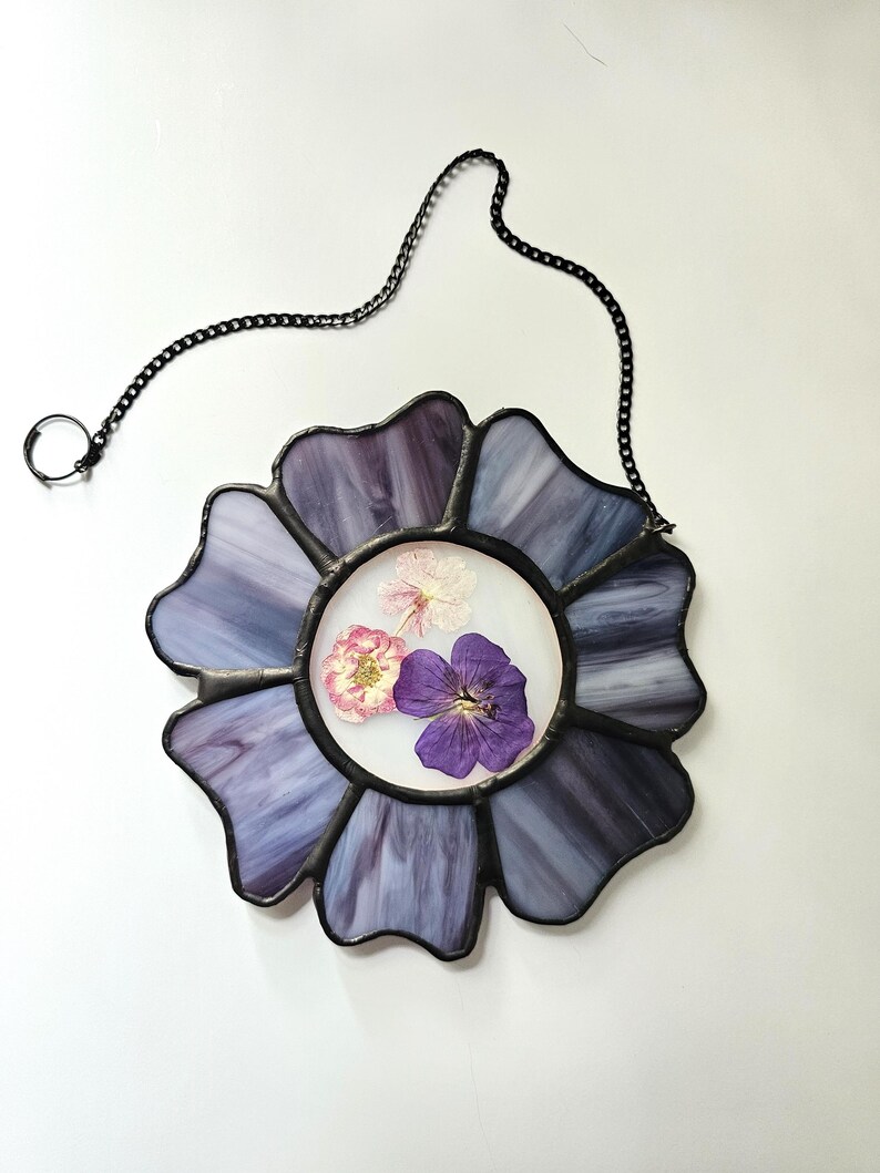 Stained Glass Flower Suncatcher | Handcrafted Flower Suncatcher ...