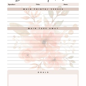 Sermon Notes Digital Download Printable Christian Bible Study Guide ...