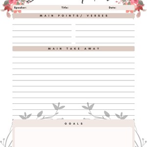 Sermon Notes Digital Download Printable Christian Bible Study Guide ...