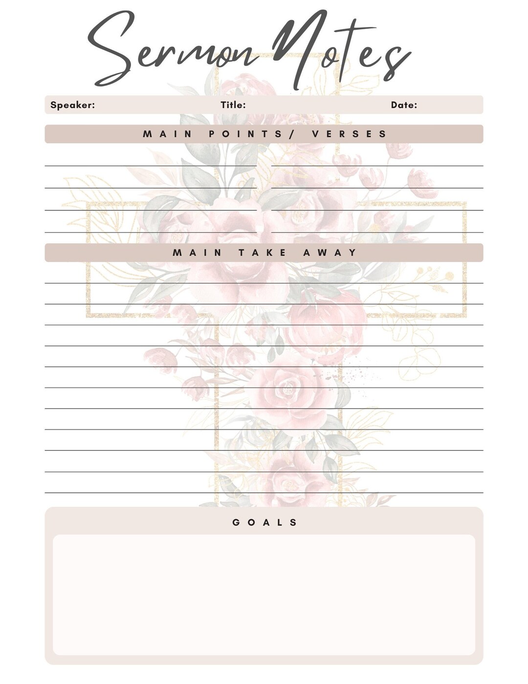 Sermon Notes Digital Download Printable Christian Bible Study Guide ...