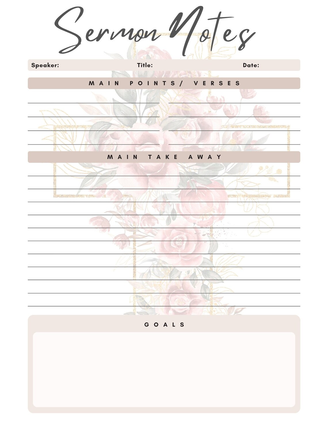 Sermon Notes Digital Download Printable Christian Bible Study Guide ...