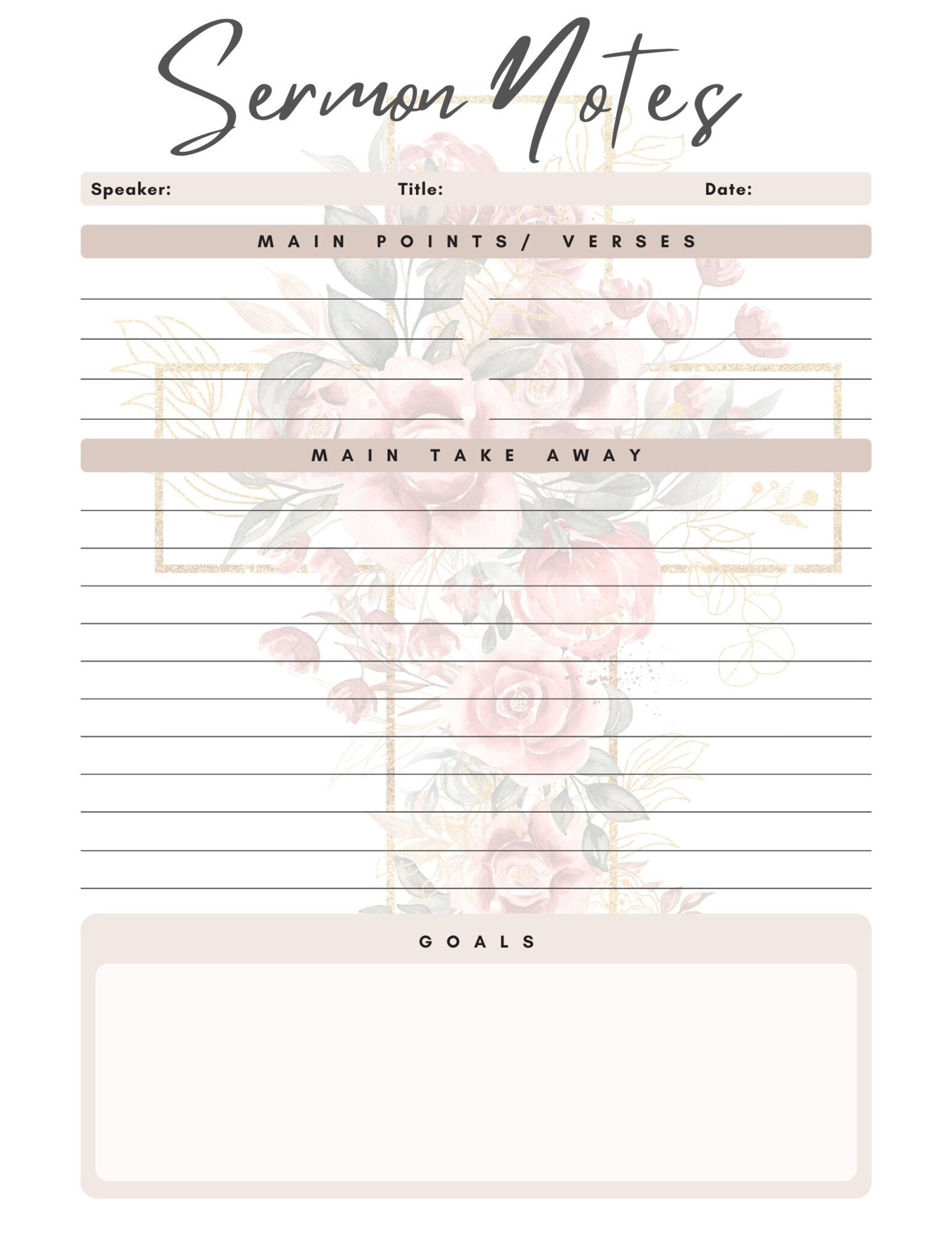 Sermon Notes Digital Download Printable Christian Bible Study Guide ...