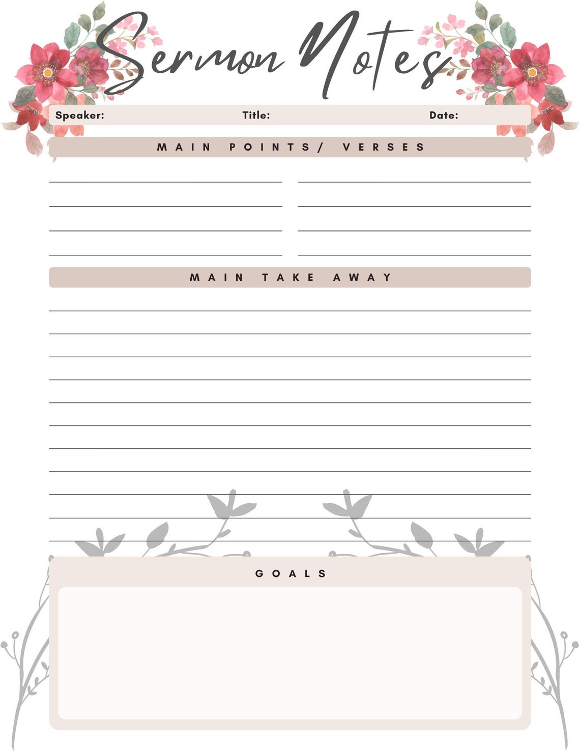 Sermon Notes Digital Download | Printable Christian Bible Study Guide ...