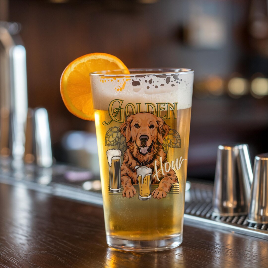 Red Golden Retriever Beer Glass | Field Golden Funny Beer Glass | Dog ...