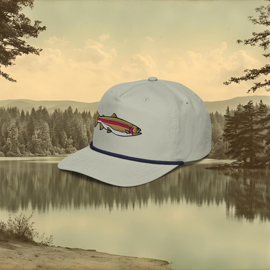 Rainbow Trout Rope Hat | Vintage Embroidered Trout Fishing Gifts for ...
