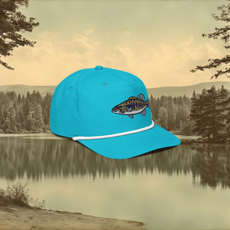Smallmouth Bass Fishing Rope Hat | Vintage Embroidered Bass Fishing ...