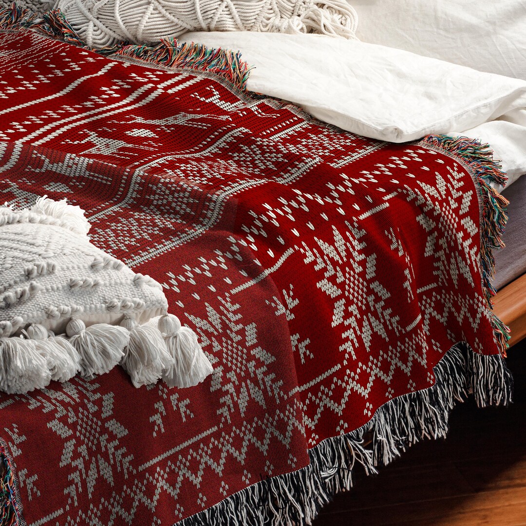 Christmas Woven Throw Blanket | Scandinavian Christmas Blanket | Nordic ...