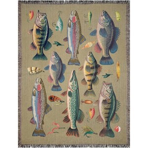 Fresh Water Fishing Blanket | Trout Fish Blanket | Bass Fishing Gift ...