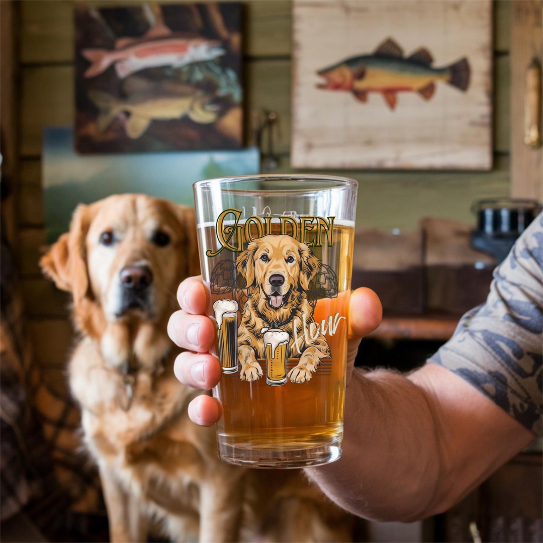 Golden Retriever Beer Glass Funny Beer Glass Dog Dad Gift for Him Man ...