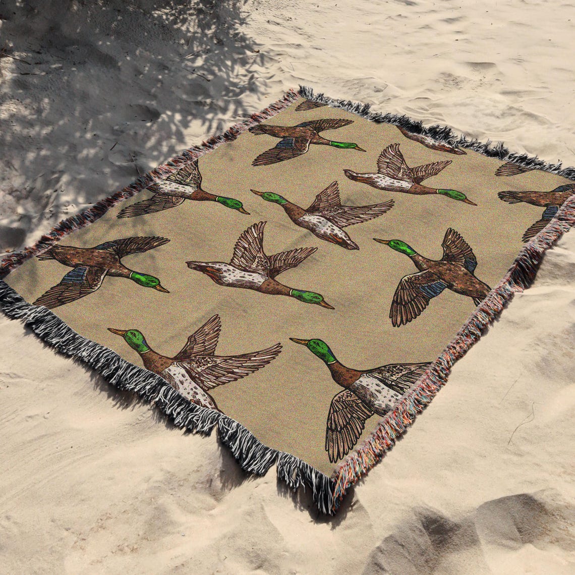 Mallard Duck Woven Throw Blanket | Wetland Hunting Decor Blanket Gift ...