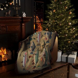 Fresh Water Fishing Blanket | Trout Fish Blanket | Bass Fishing Gift ...