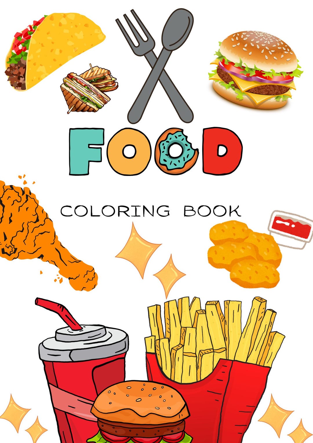Printable Colouring Pages, Food, Fun Variety, Kids - Etsy