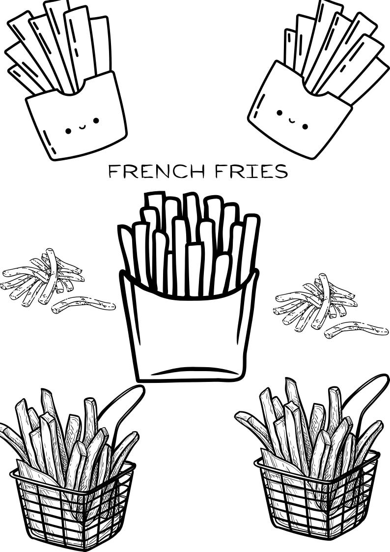 Printable Colouring Pages, Food, Fun Variety, Kids - Etsy