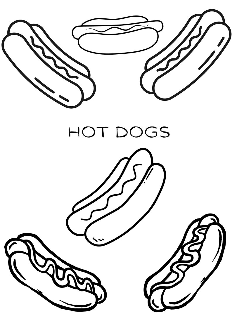 Printable Colouring Pages, Food, Fun Variety, Kids - Etsy