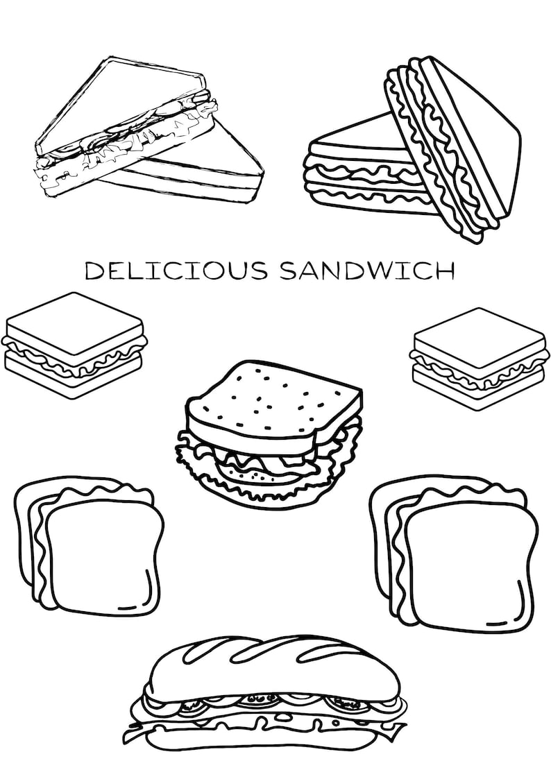 Printable Colouring Pages, Food, Fun Variety, Kids - Etsy