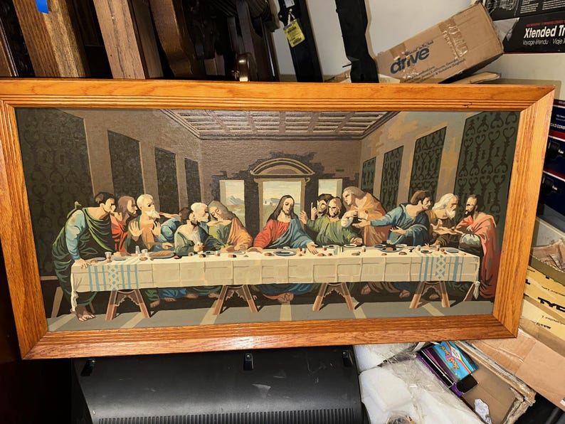 Vintage Last Supper Painting Custom Wood Frame 35x18.5 No. 129/0 - Etsy