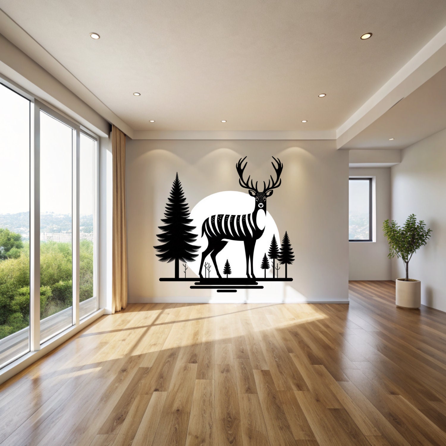 Forest Deer 2D Wall Art Stl, Dxf, Svg Files for Laser Cut, 3D Printer ...